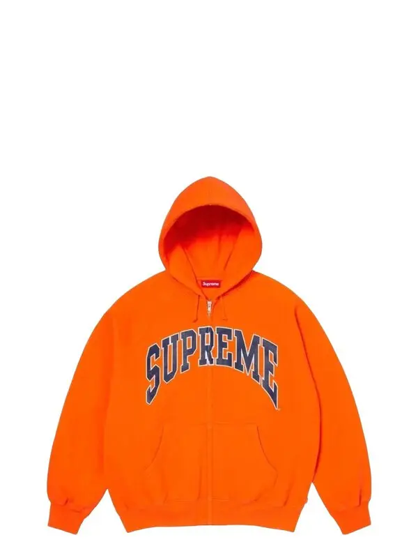 Supreme Cracked Raglan Zip Up Hooded Sweatshirt - Dark Orange