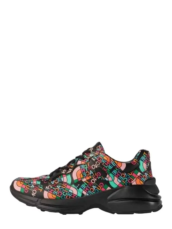 Gucci The North Face X Rhyton Allover Logo Sneakers - Black/multi-color