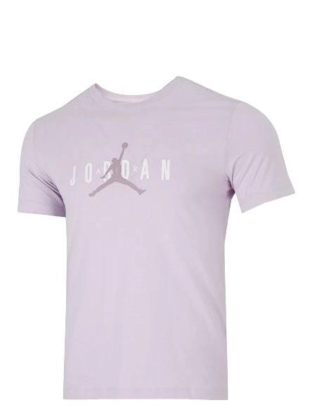 JORDAN Alphabet Flying Logo Printing Round Neck Casual Short Sleeve Lavender Light Purple T-shirt - Multi-color