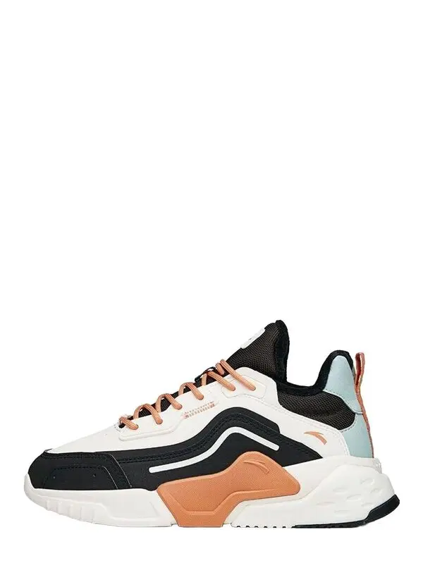 ANTA Leather Fleeced Running Shoes - White/black/orange