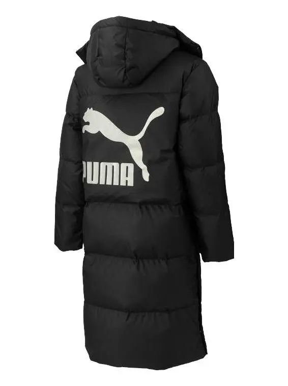 PUMA Teamliga Long Down Coat - Black/white