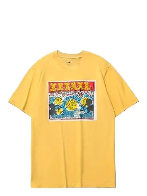 LI-NING X Disney Mickey X Keith Haring Tee 'yellow Blue - Light Yellow/blue/red