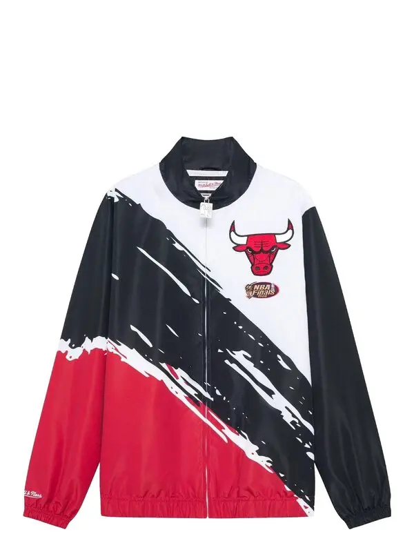 Mitchell & Ness X Nba Chicago Bulls Zip-up Windbreaker Jacket - Black/white/red