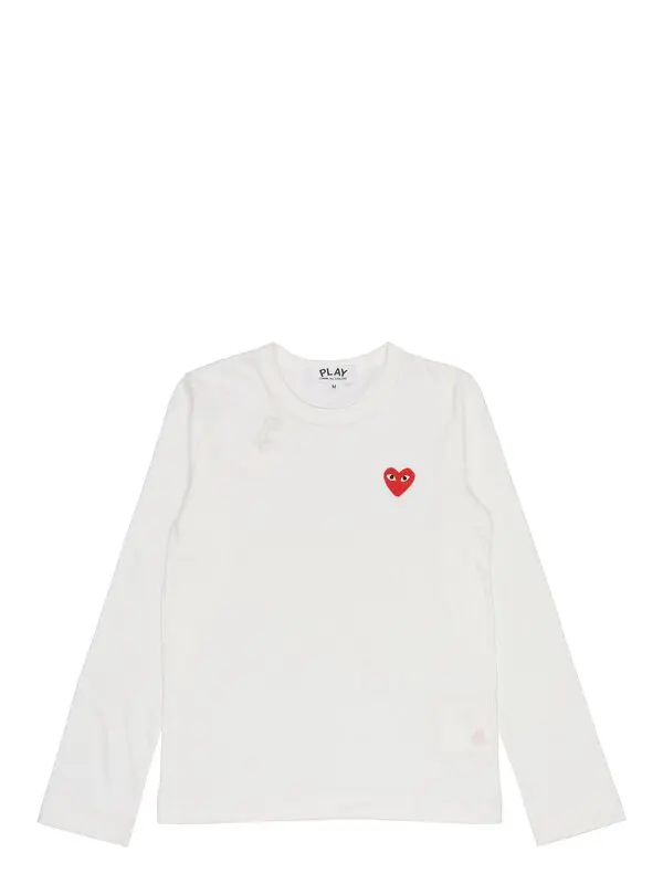 Play Comme Des Garcon Small Logo Long Sleeve T-shirt - White