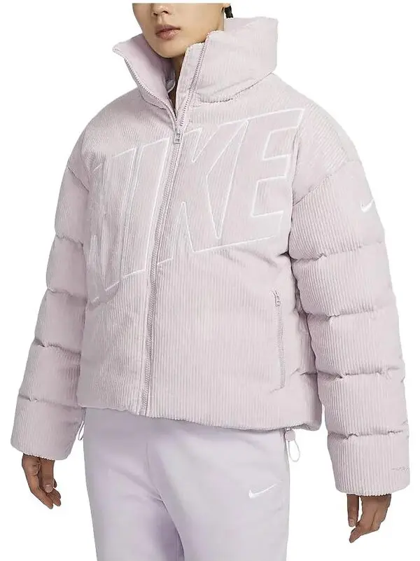 Nike Essential Therma-fit Oversized Corduroy Puffer - Purple/grey