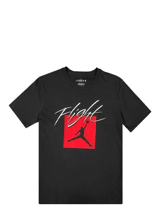 JORDAN Flight Exercise Sportswear Logo Printed Crew Neck Short Sleeved - Black