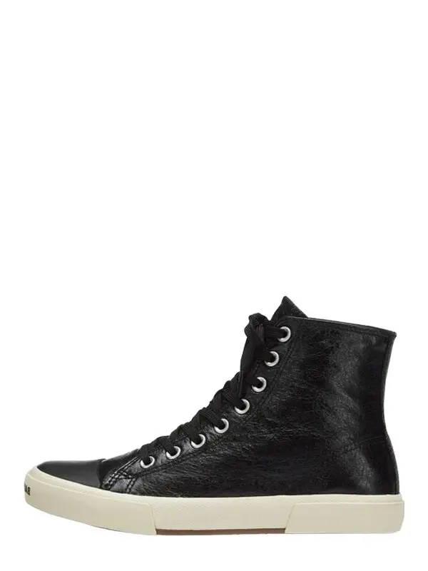 Balenciaga High Top Lace-up Leather Sneakers - Black/white/brown