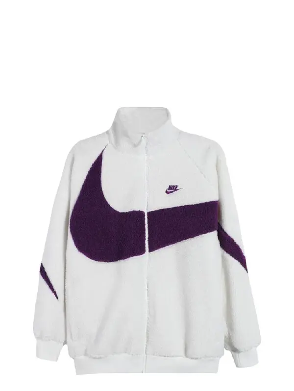 Nike Lamb Velvet Jacket With Large Swoosh Logo - White