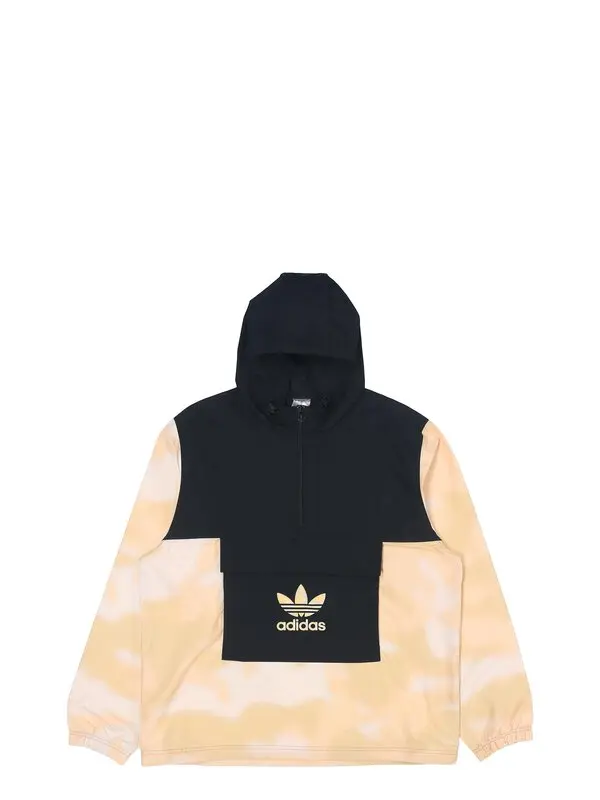 Adidas Colorblocked Camouflage Half-zip Hooded Windbreaker Jacket - Blackbrownmulti-color