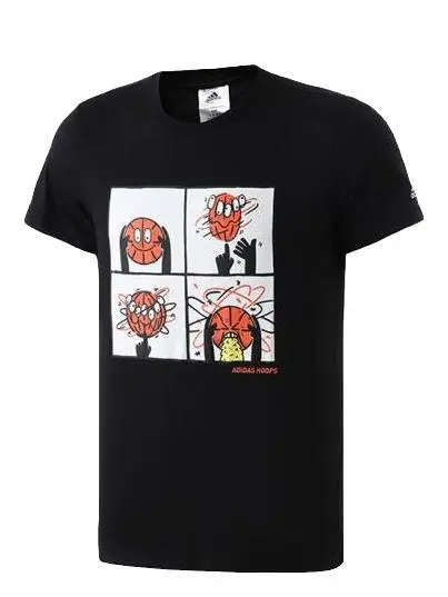 Adidas Basketball Cartoon Graphic Short Sleeve T-shirt - Black