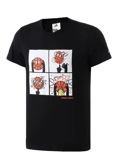 Adidas Basketball Cartoon Graphic Short Sleeve T-shirt - Black