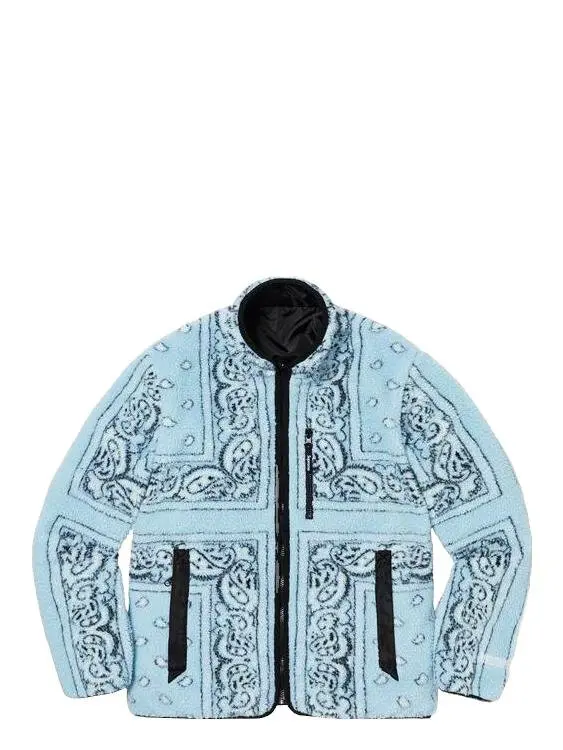 Supreme Reversible Bandana Fleece Jacket - Blue