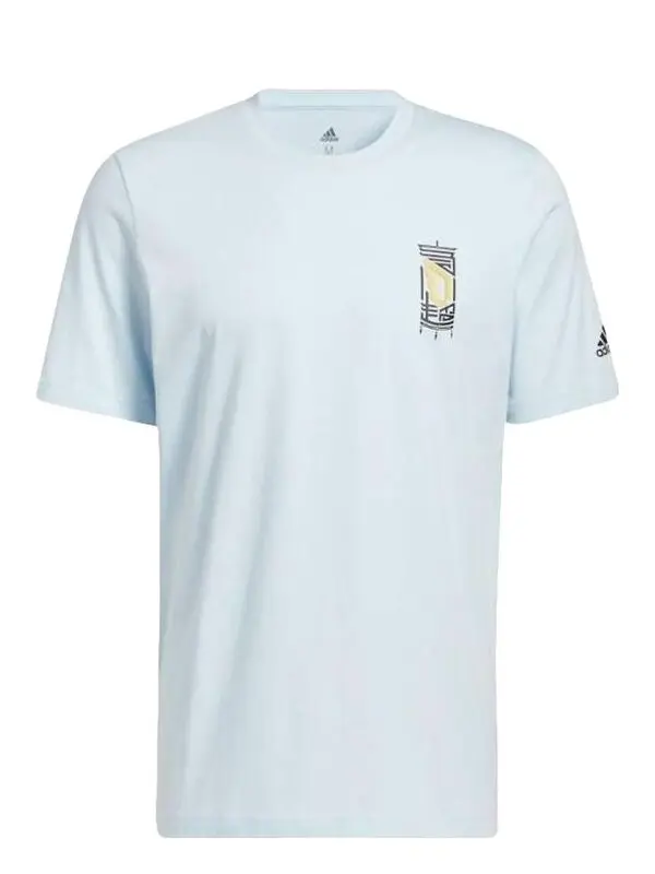 Adidas Printing Round Neck Pullover Short Sleeve Blue T-shirt - Default Color