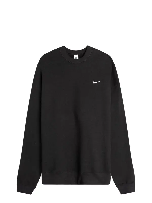 Nike Solo Swoosh Fleece Solid Color Logo Embroidered Long Sleeves Black - Multi-color