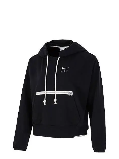 Nike Embroidered Logo Cropped Hoodie - Black