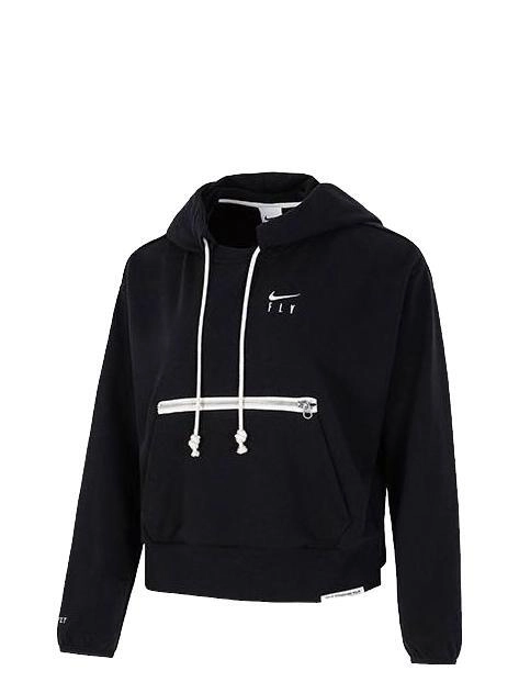 Nike Embroidered Logo Cropped Hoodie - Black