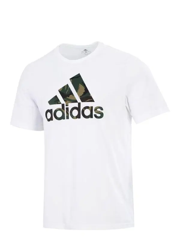 Adidas Camo T Camouflage Logo Printing Sport Short Sleeve - White