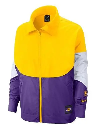Nike Nba Lakers Contrasting Colors Woven Jacket - Yellow