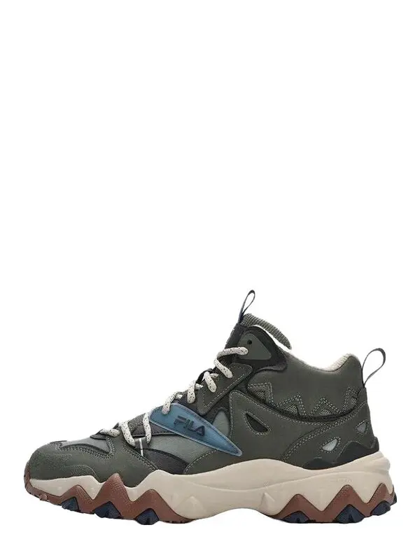 FILA Vintage Sport High Top Sneakers - Olive Green/white/black