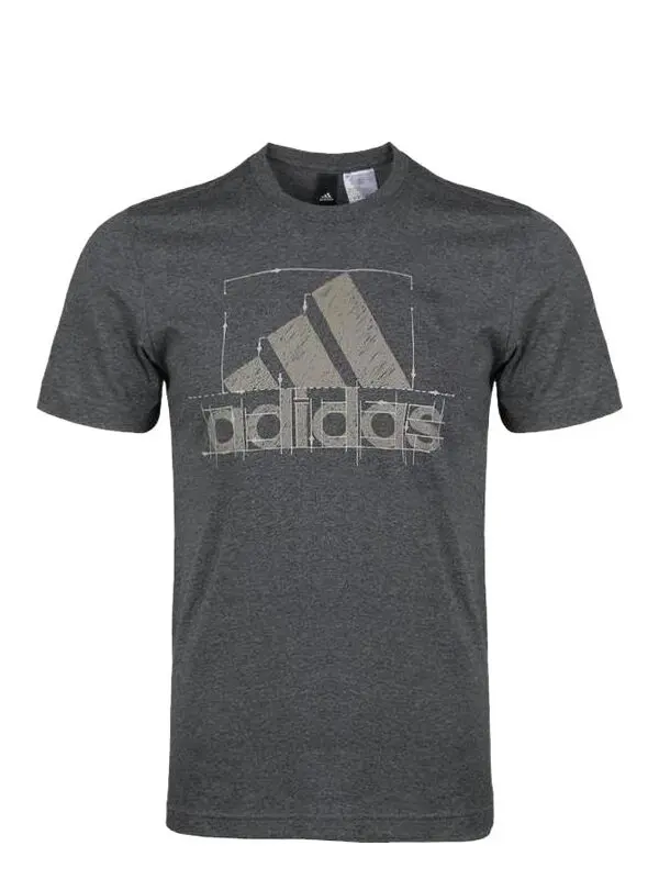 Adidas Large Logo Athleisure Casual Sports Short Sleeve Gray - Multi-color
