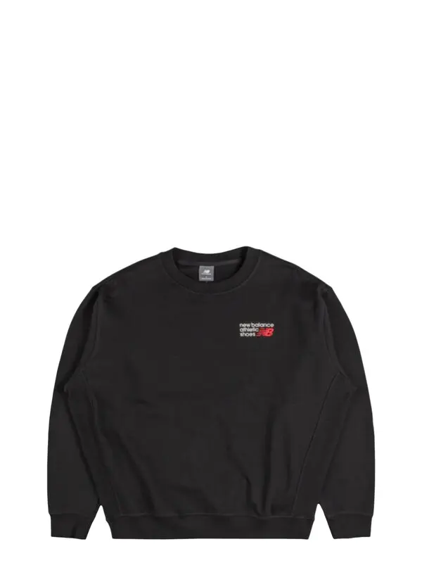 NEW BALANCE Athletics Premium Logo Crew Relaxed Fit Sweatshirt Asia Sizing - Black