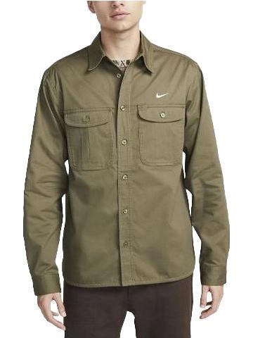 Nike Woven Skate Long-sleeve Button Down 'olive - Olive/green