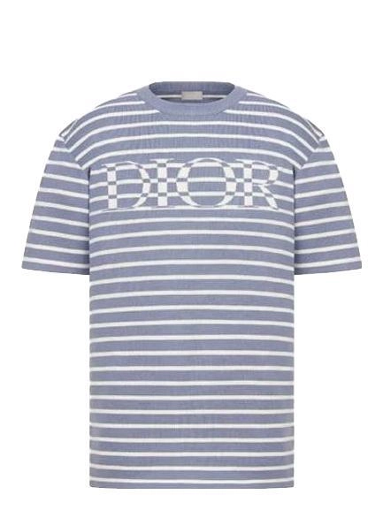 Dior Material Stripe Short Sleeve - Blue