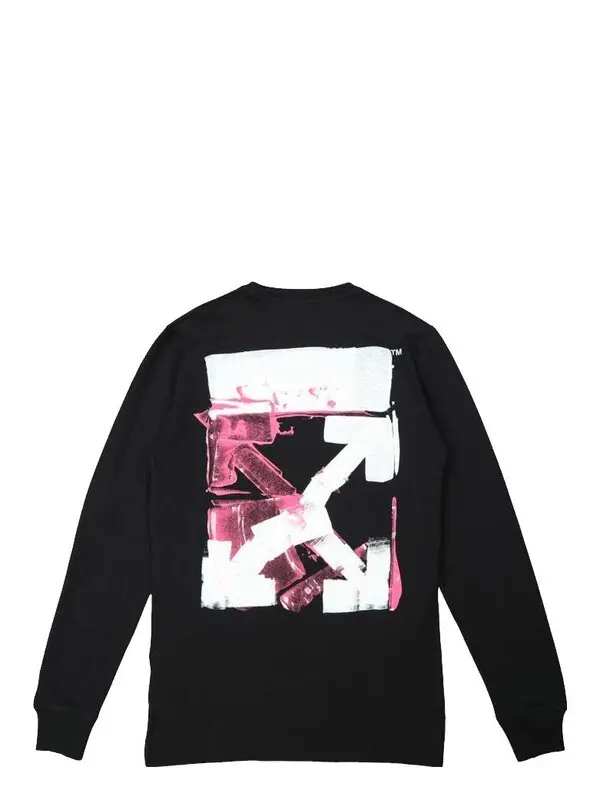 Off-White Fw21 Color Painting Arrow Round Neck Pullover Long Sleeves Slim Fit T-shirt - Black