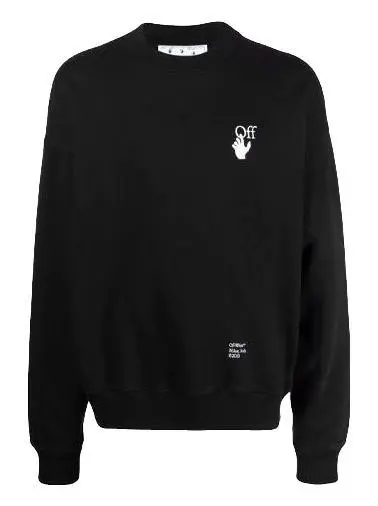 Off-White Fw21 Logo Caravaggio Arrow Round Neck Long Sleeves Loose Fit - Black