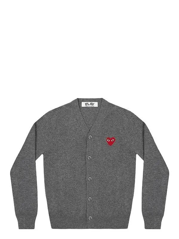 Play Comme Des Garcon Cardigan With Emblem Detail - Grey