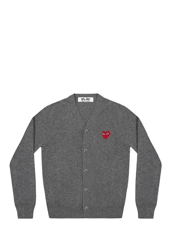 Play Comme Des Garcon Cardigan With Emblem Detail - Grey