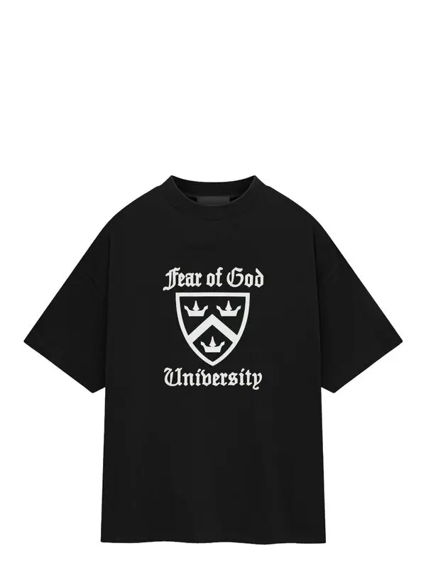 Fear Of God Ss25 Heavy T-shirt 'college Shield - Black