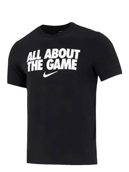 Nike Alphabet Printing Solid Color Round Neck Pullover Short Sleeve Black T-shirt - Multi-color