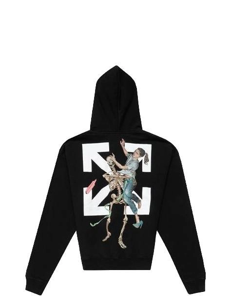 Off-White Cotton Arrow Printing Hoodie - Black