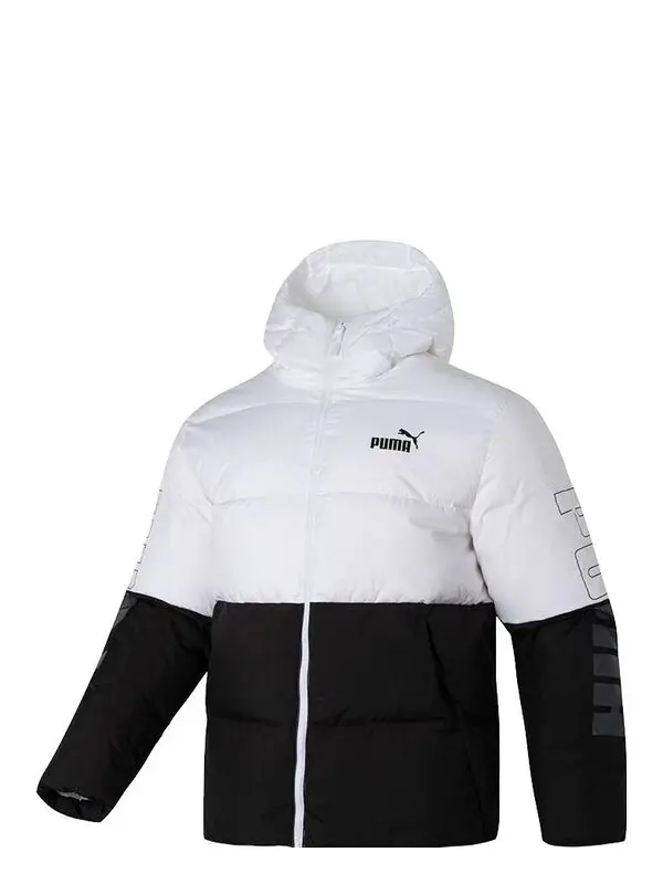 PUMA Colorblock Hooded Puffer Jacket - Black