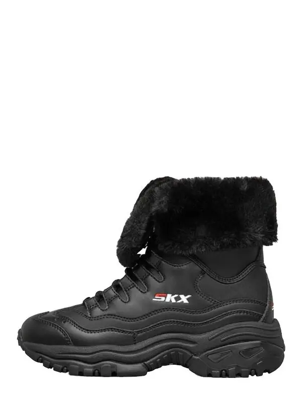 Sketchers Energy Lace-up Fur Trimmed Athletic Boots - Black