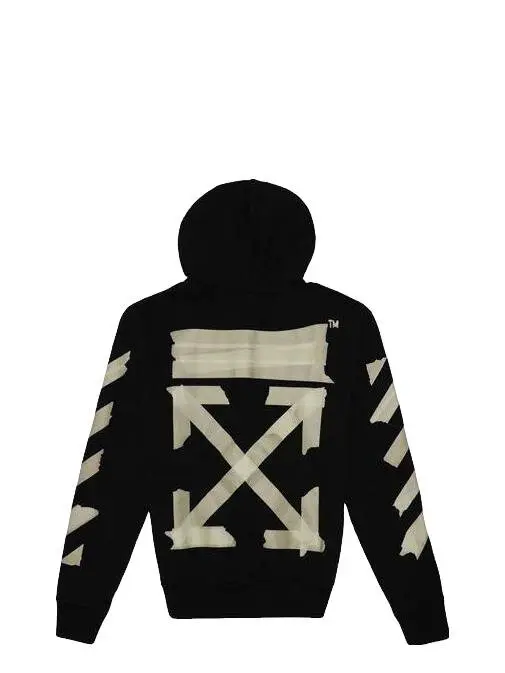 Off-White Zip-up Hoodie With Signature Arrow Motif - Black