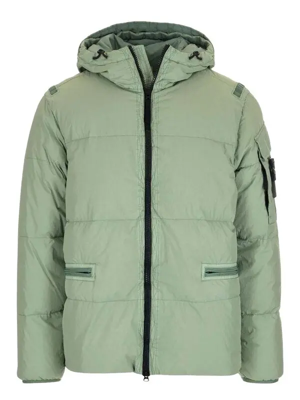 Stone Island Crinkle Reps Down Jacket - Green