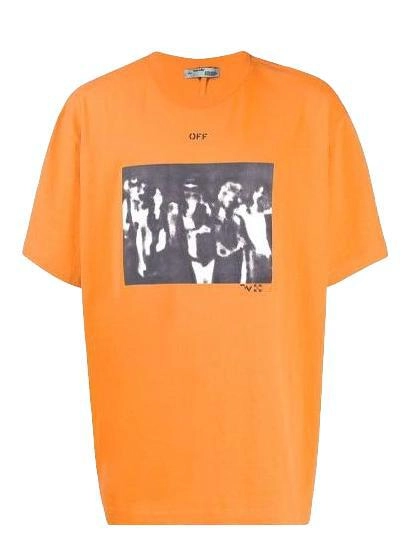 Off-White Arrow Printing Round Neck Short Sleeve T-shirt - Orange