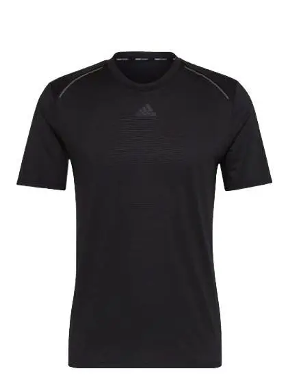 Adidas Solid Color Logo Printing Round Neck Hygroscopic Quick Dry Sports Short Sleeve Black T-shirt - Default Color
