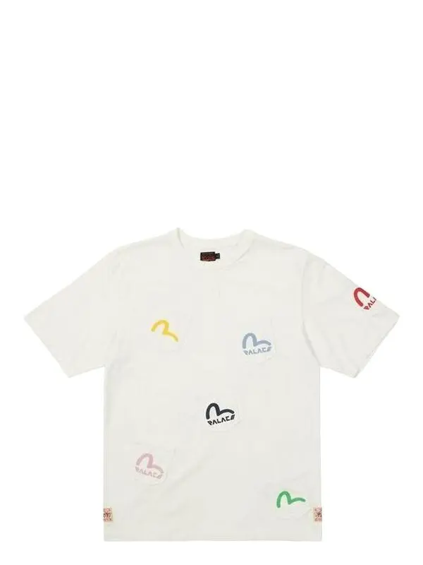 PALACE X Evisu Multi Pocket T-shirt Egret Logo T-shirt - White