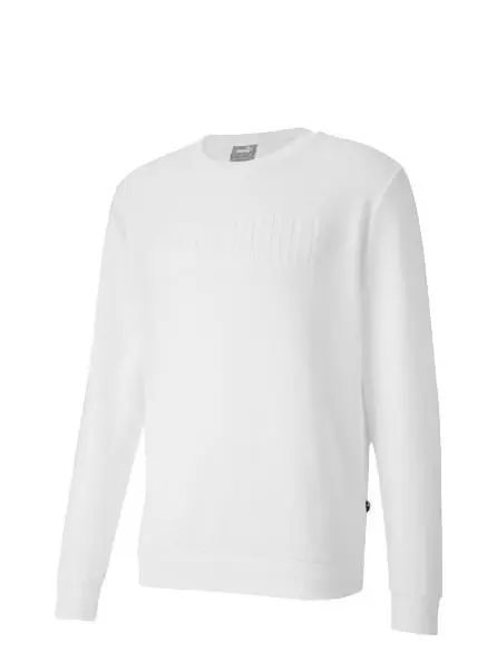 PUMA Logo Solid Color Casual Sports Pullover - White
