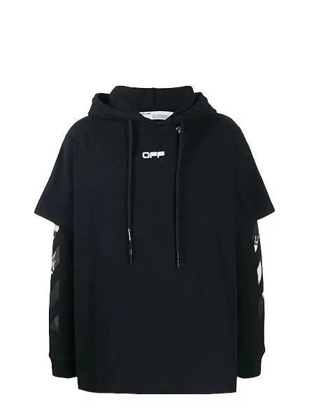 Off-White Ss20 Caravaggio Arrows Print Double-layer Hoodie - Black