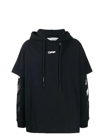 Off-White Ss20 Caravaggio Arrows Print Double-layer Hoodie - Black