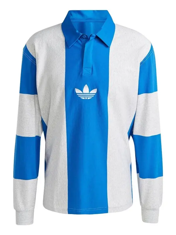 Adidas Originals Hack Rugby Long Sleeve Polo Shirts 'blue White - Blue/white