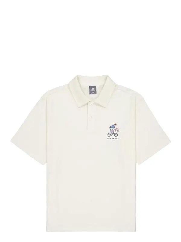 NEW BALANCE Graphic Polo Shirt - Ivory