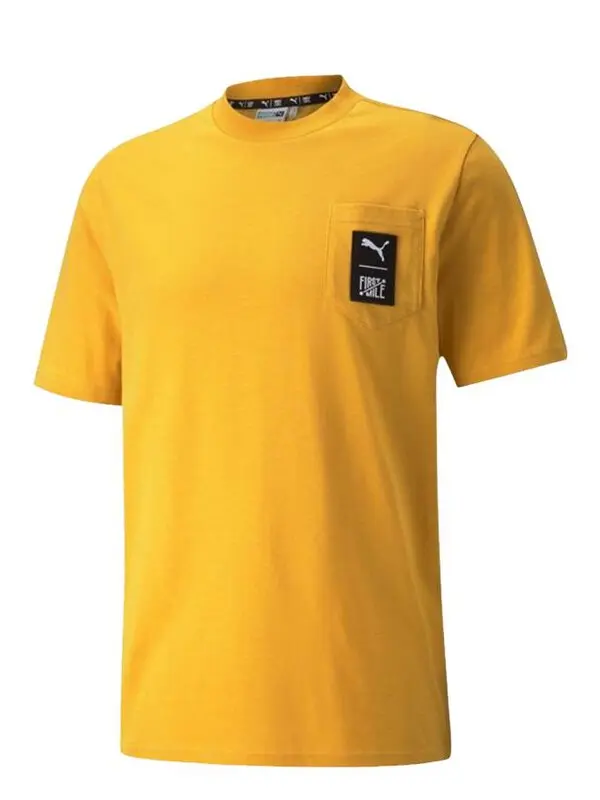 PUMA X First Mile Crossover Pocket Small Label Solid Color Sports Short Sleeve - Yellow