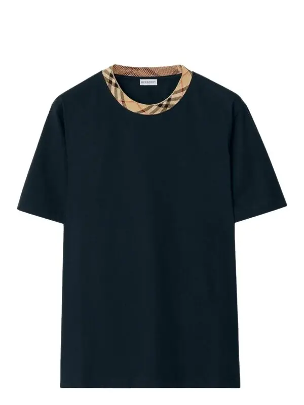 Burberry 26 Check Trim Cotton T-shirt - Navy