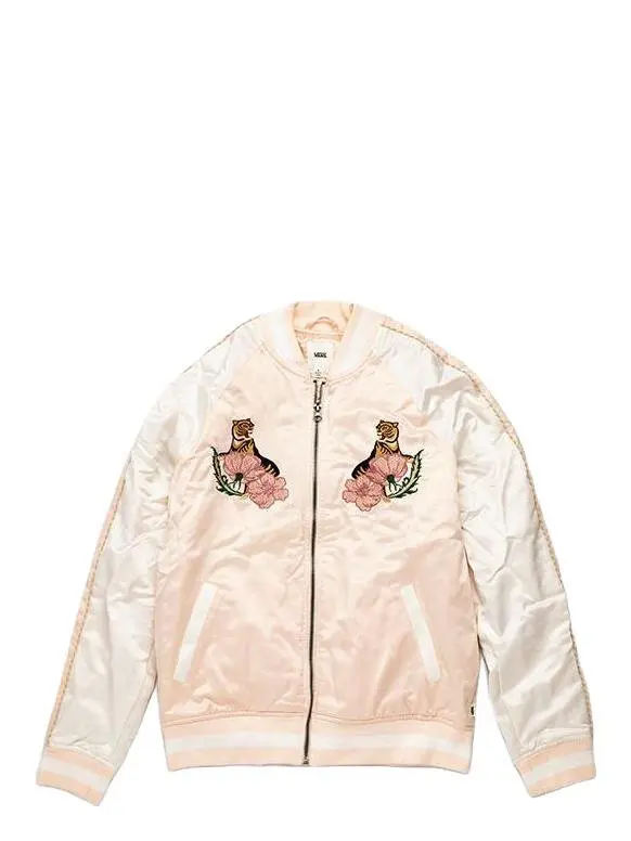 VANS Tiger Floral Embroidery Bomber Jacket - Pink