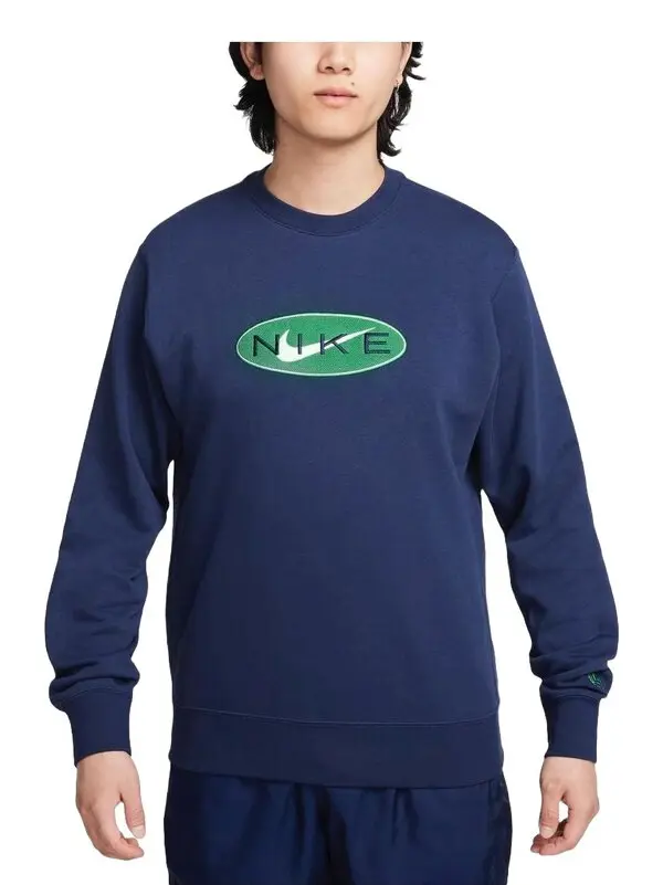 Nike French Terry Crewneck Sweatshirt - Midnight Navy/aloe Verde/midnight Navy